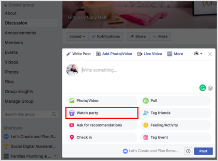How to Host a Facebook Watch Party in Your Facebook Group : Social ...