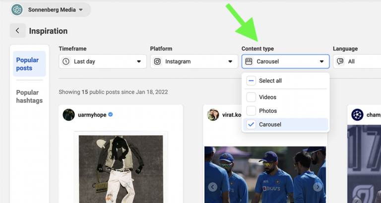 Using Creator Studio Inspiration Hub for Instagram and Facebook Post ...